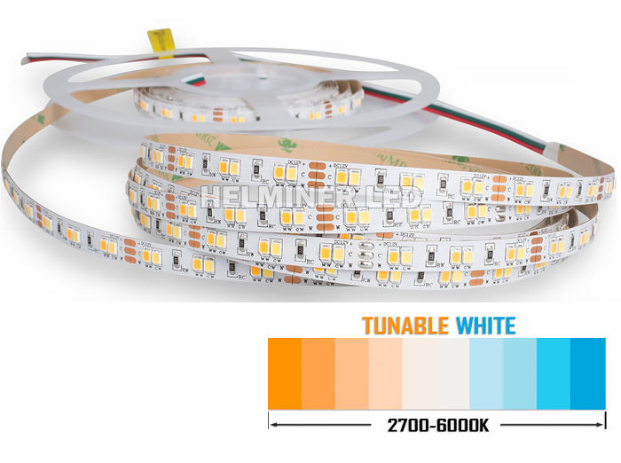 CRI 85-90-95 SMD 2835 CCT Color temperature Adjustable LED Flex Strip | Dual white Tunable LED Strip